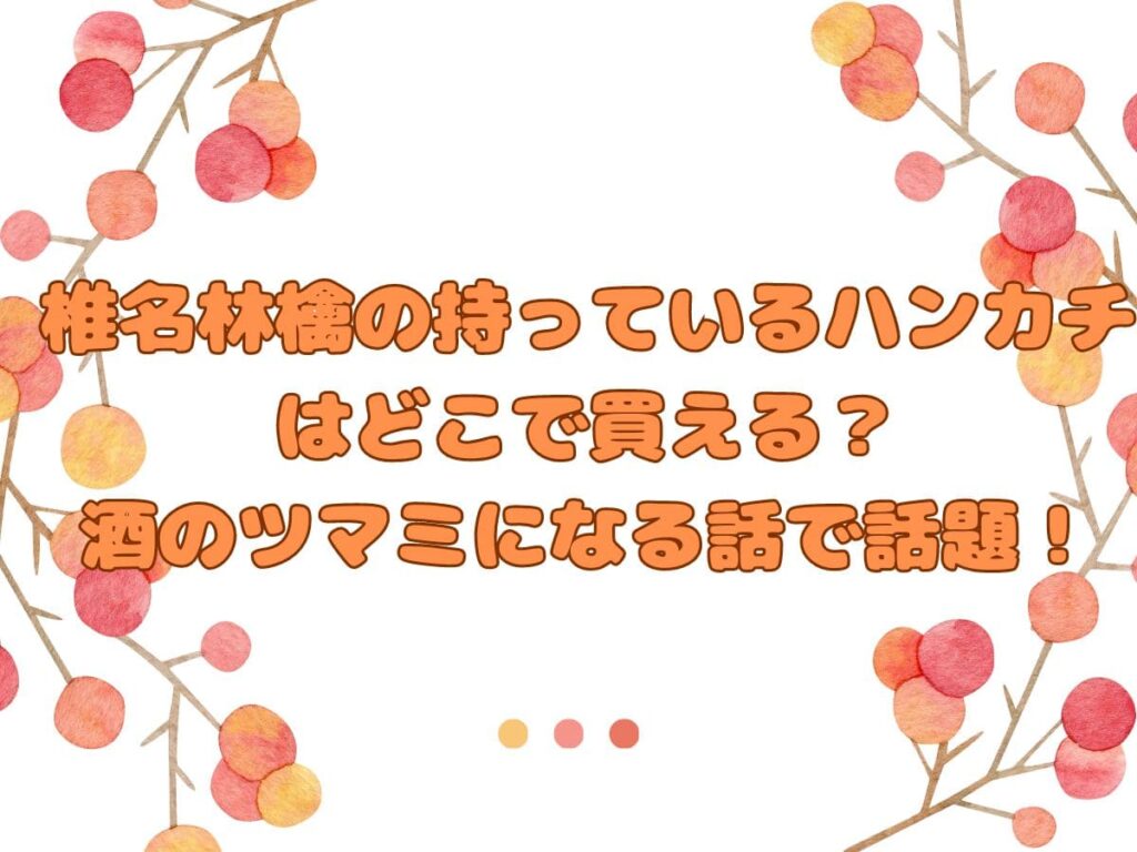 椎名林檎のハンカチはどこで買える？酒のツマミになる話で話題！ | サカ飯